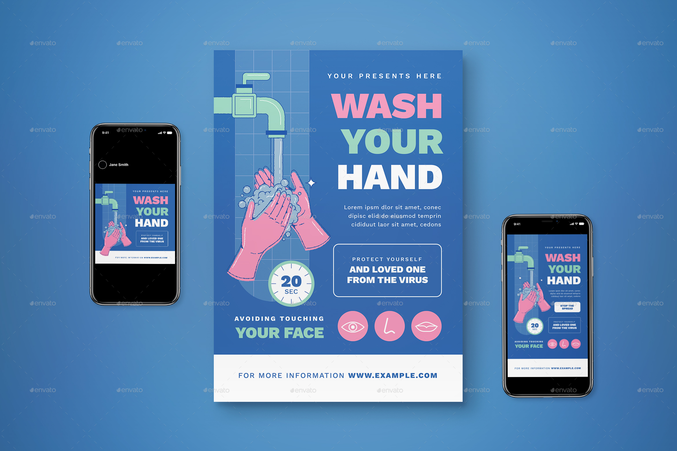 Wash Hand Campaign Flyer Set, Print Templates | GraphicRiver