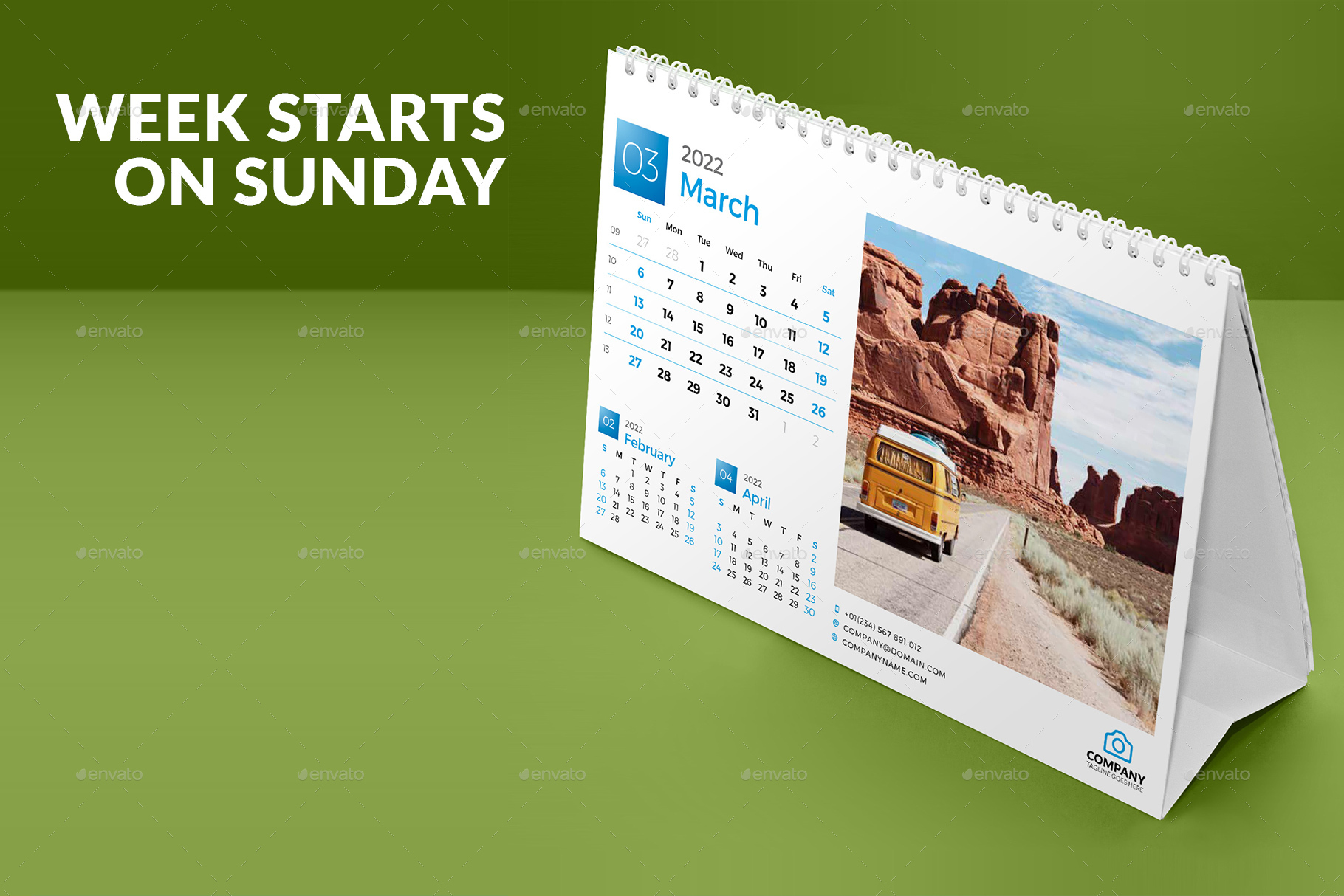 Desk Calendar 2022, Print Templates | GraphicRiver