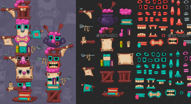 Totems Stack - Fantasy Elements, Game Assets | GraphicRiver