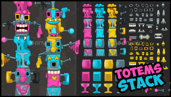 Totems Stack - Plastic Elements, Game Assets | GraphicRiver