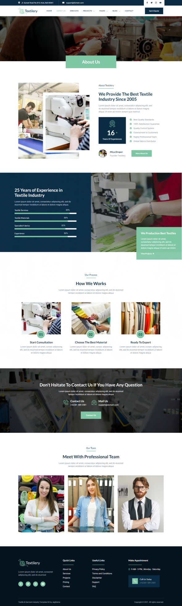 Textilery – Textile & Garment Industry Elementor Template Kit by jegtheme