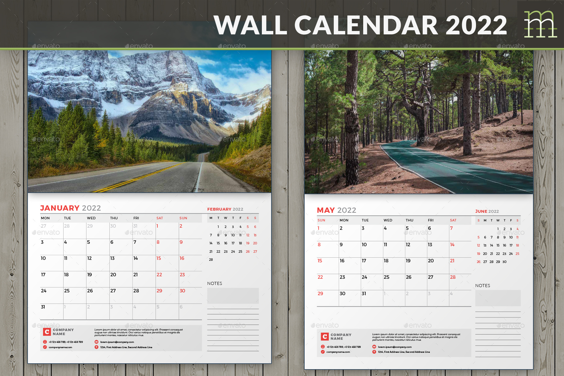 Wall Calendar 2022, Print Templates | GraphicRiver