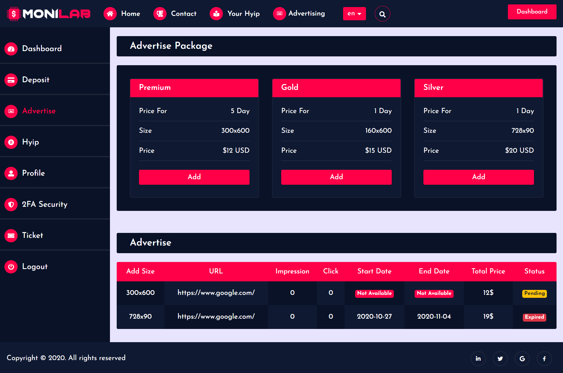 MoniLab - HYIP Monitoring Platform by ViserLab | CodeCanyon
