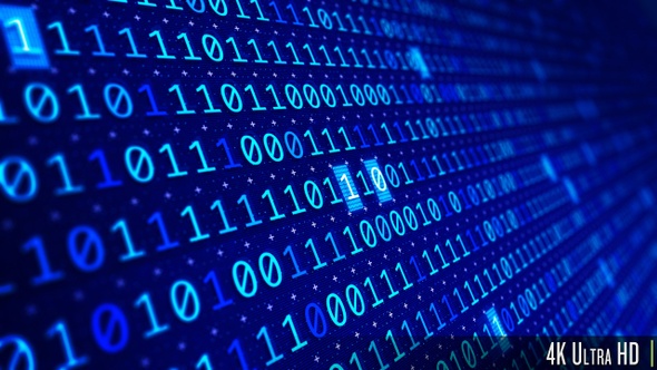 4K Closeup Futuristic Display of Binary Code 1's and 0's Looping ...