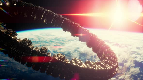 Alien Mothership Near Earth Elements Furnished By NASA, Motion Graphics
