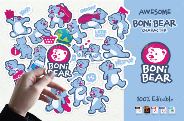 Boni Bear Characters, Vectors | GraphicRiver