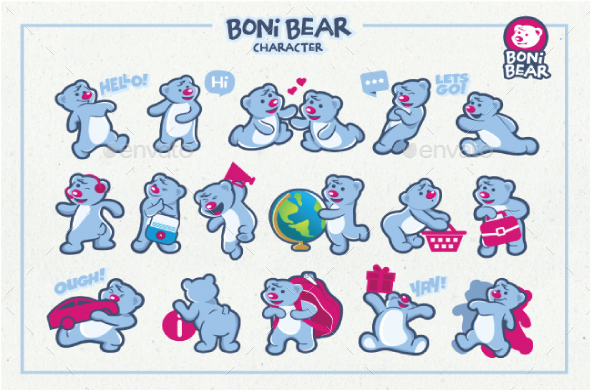 Boni Bear Characters, Vectors | GraphicRiver