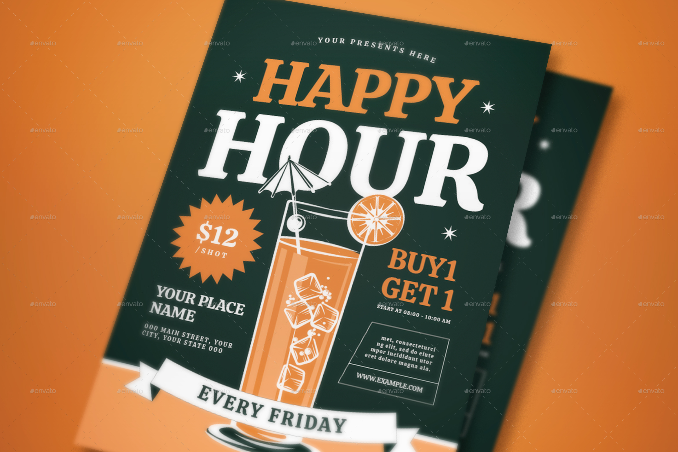 Happy Hour Flyer Set, Print Templates | GraphicRiver