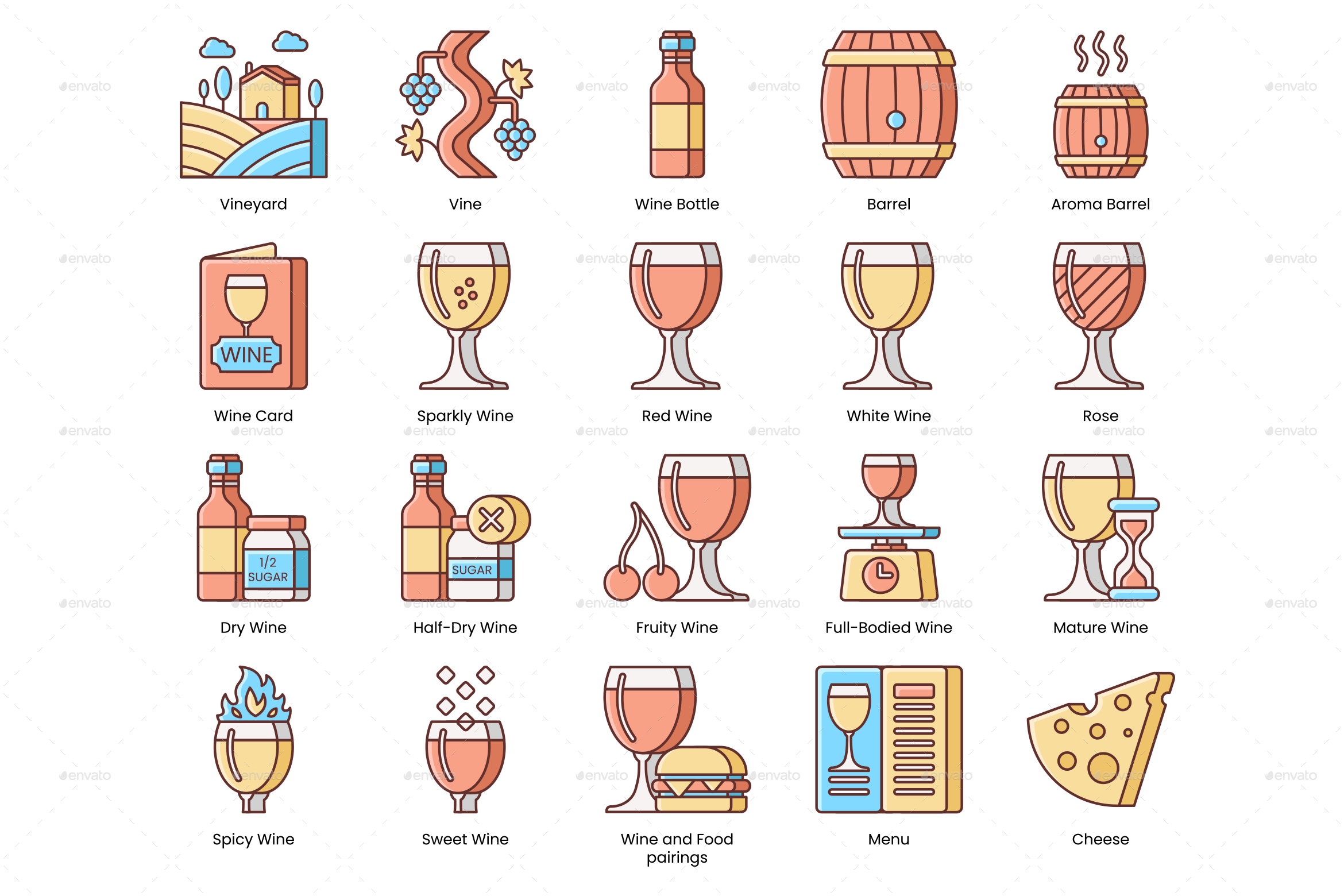 85 Winery Icons | Honey Series, Icons | GraphicRiver
