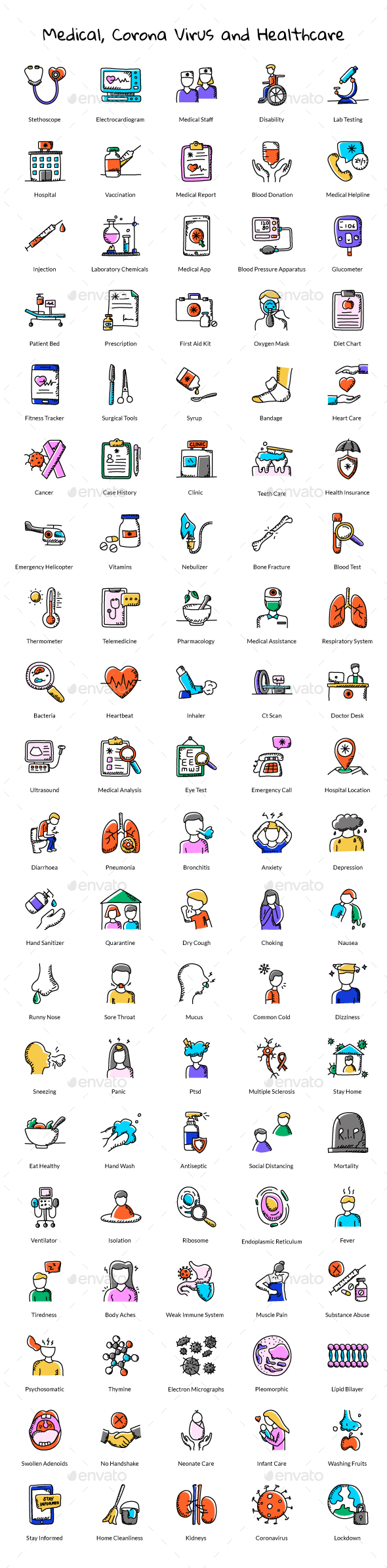 500 Doodle Icons, Icons | GraphicRiver