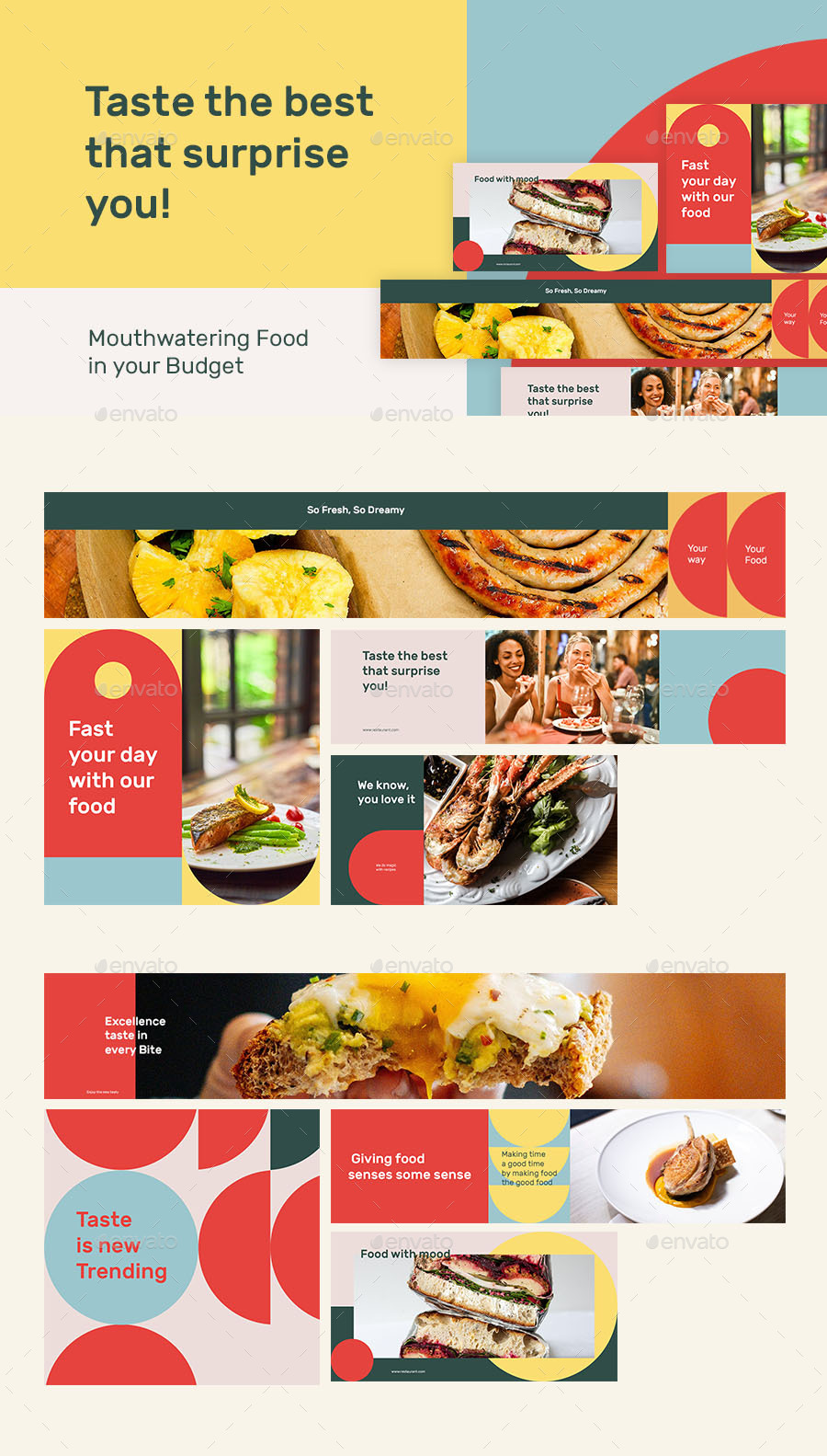 Restaurant LinkedIn Banner Templates, Web Elements | GraphicRiver