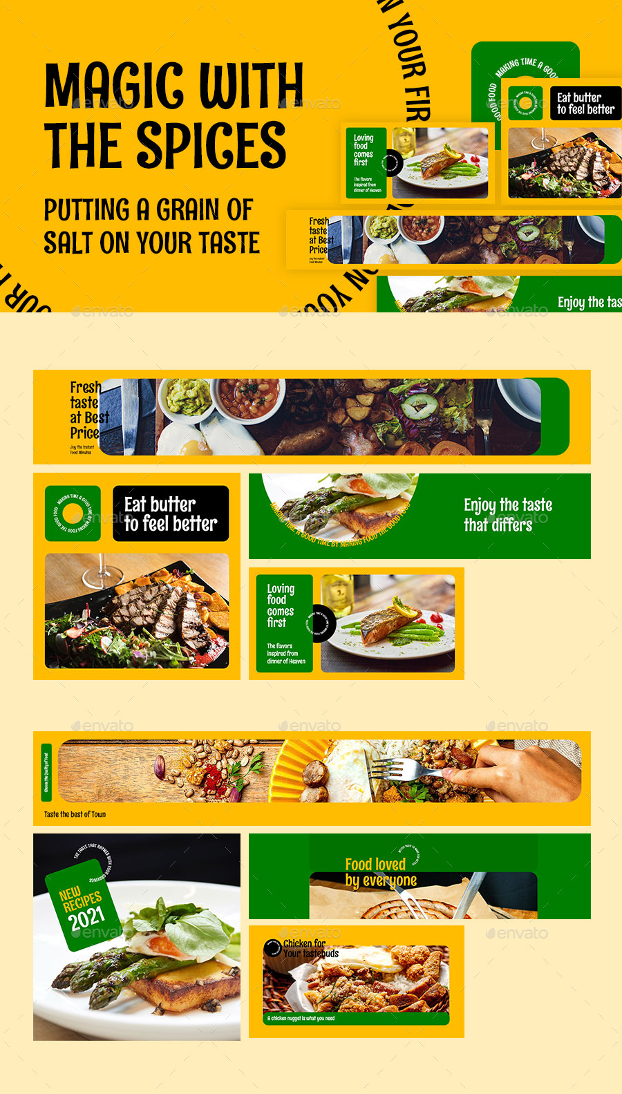 Restaurant LinkedIn Banner Templates, Web Elements | GraphicRiver