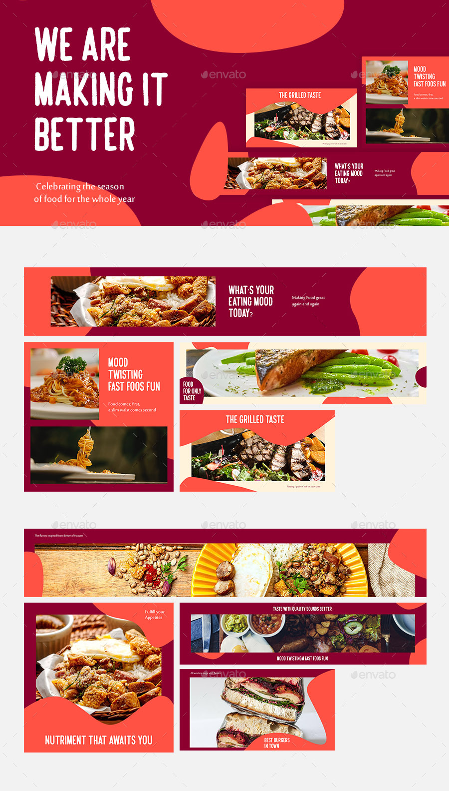 Restaurant LinkedIn Banner Templates, Web Elements | GraphicRiver