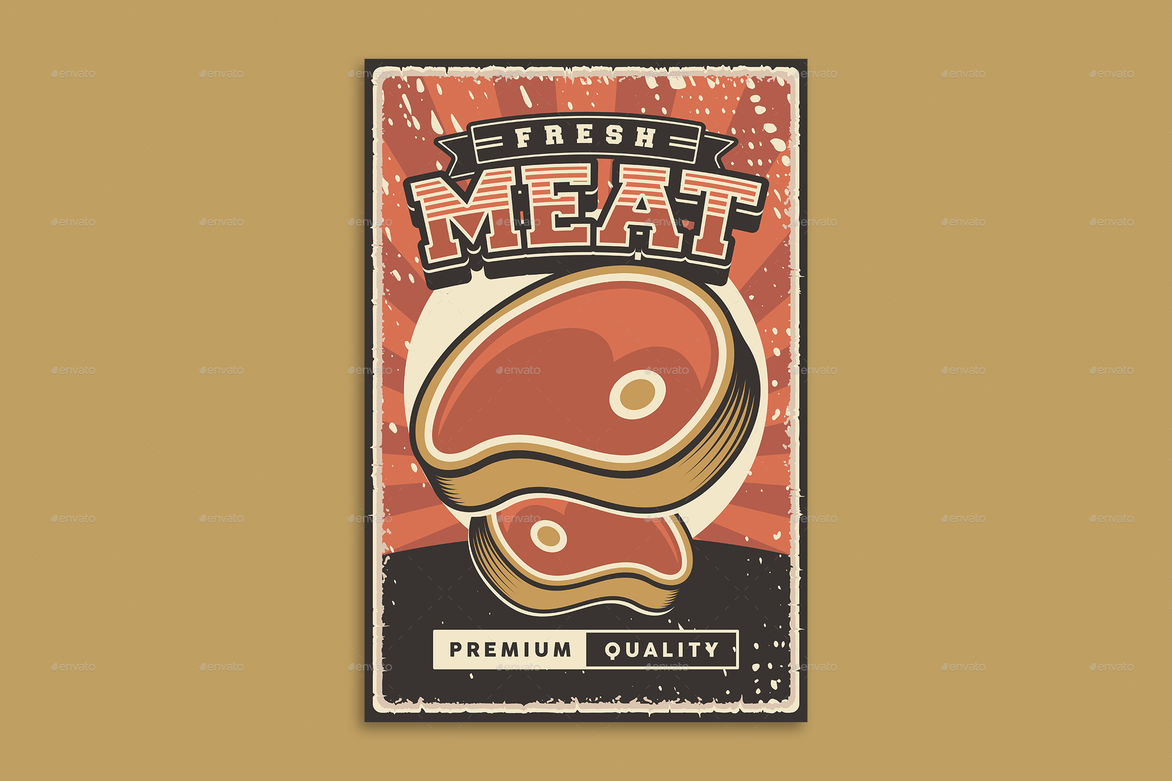 Retro Rustic Beef Meat Poster, Vectors | GraphicRiver
