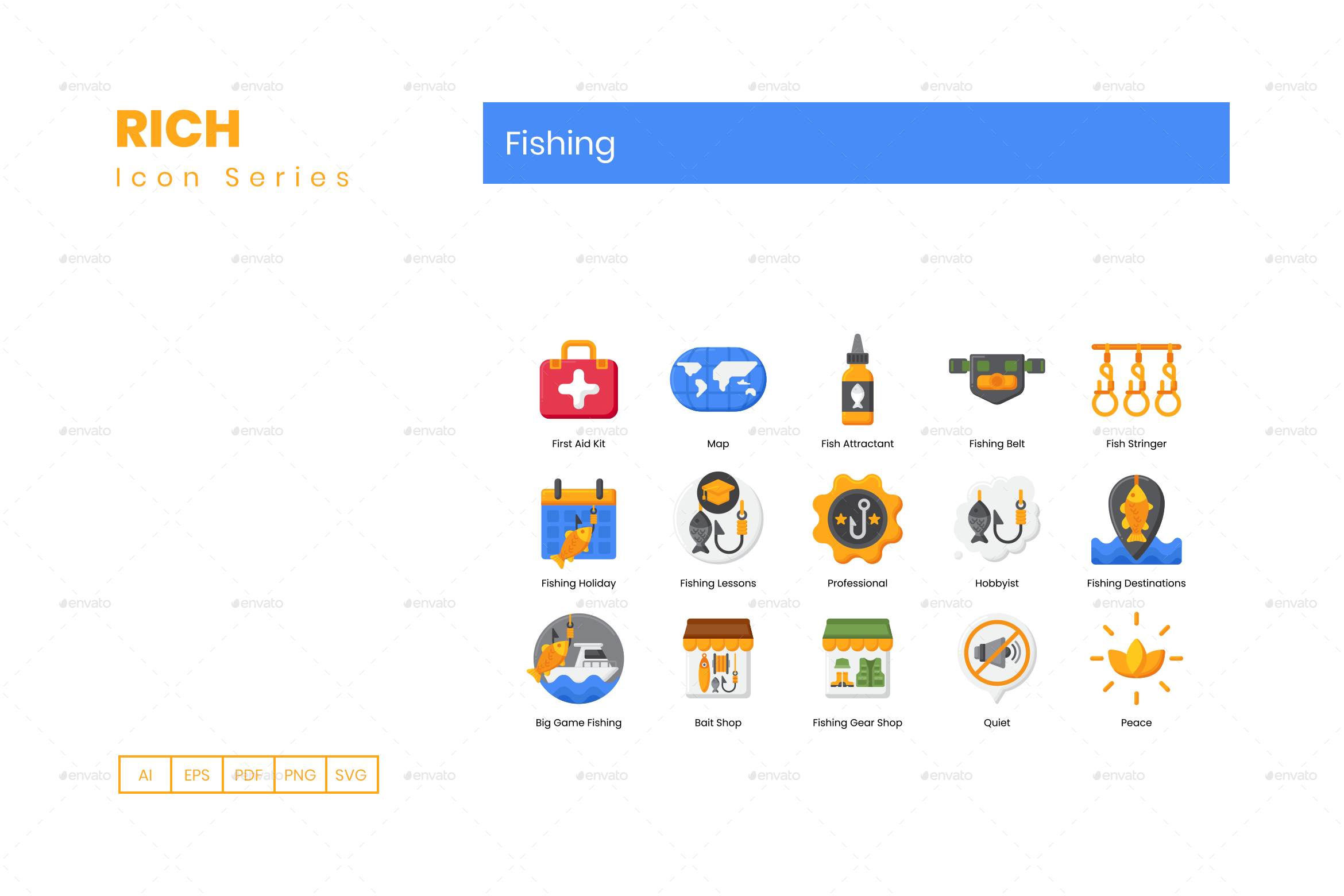 85 Fishing Icons | Rich Series, Icons | GraphicRiver