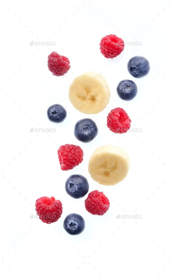 Falling berries on white backgrounds Stock Photo by vmariia | PhotoDune