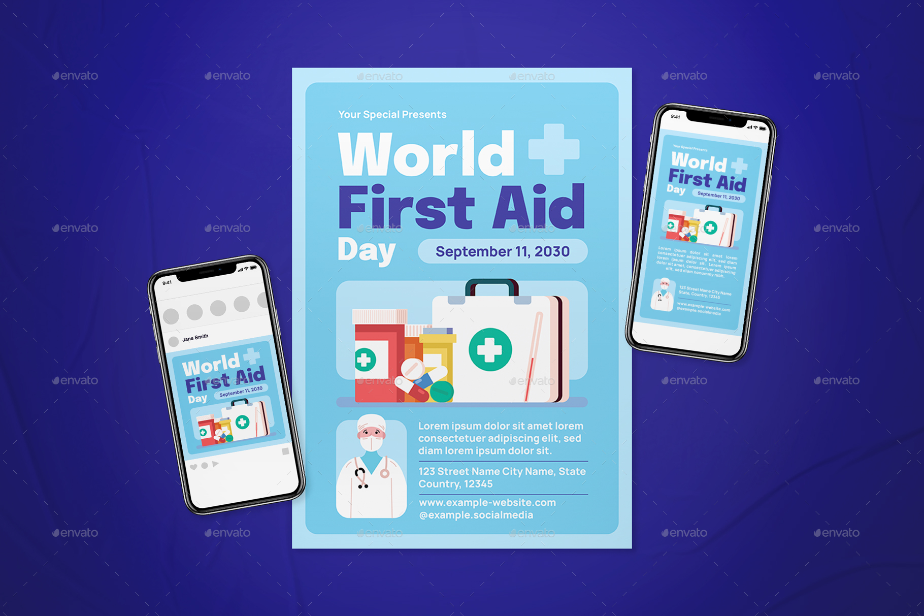 World First Aid Day Flyer Set, Print Templates | GraphicRiver