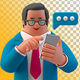 Businessman Typing Message with Smartphone 3D Illustration on ...