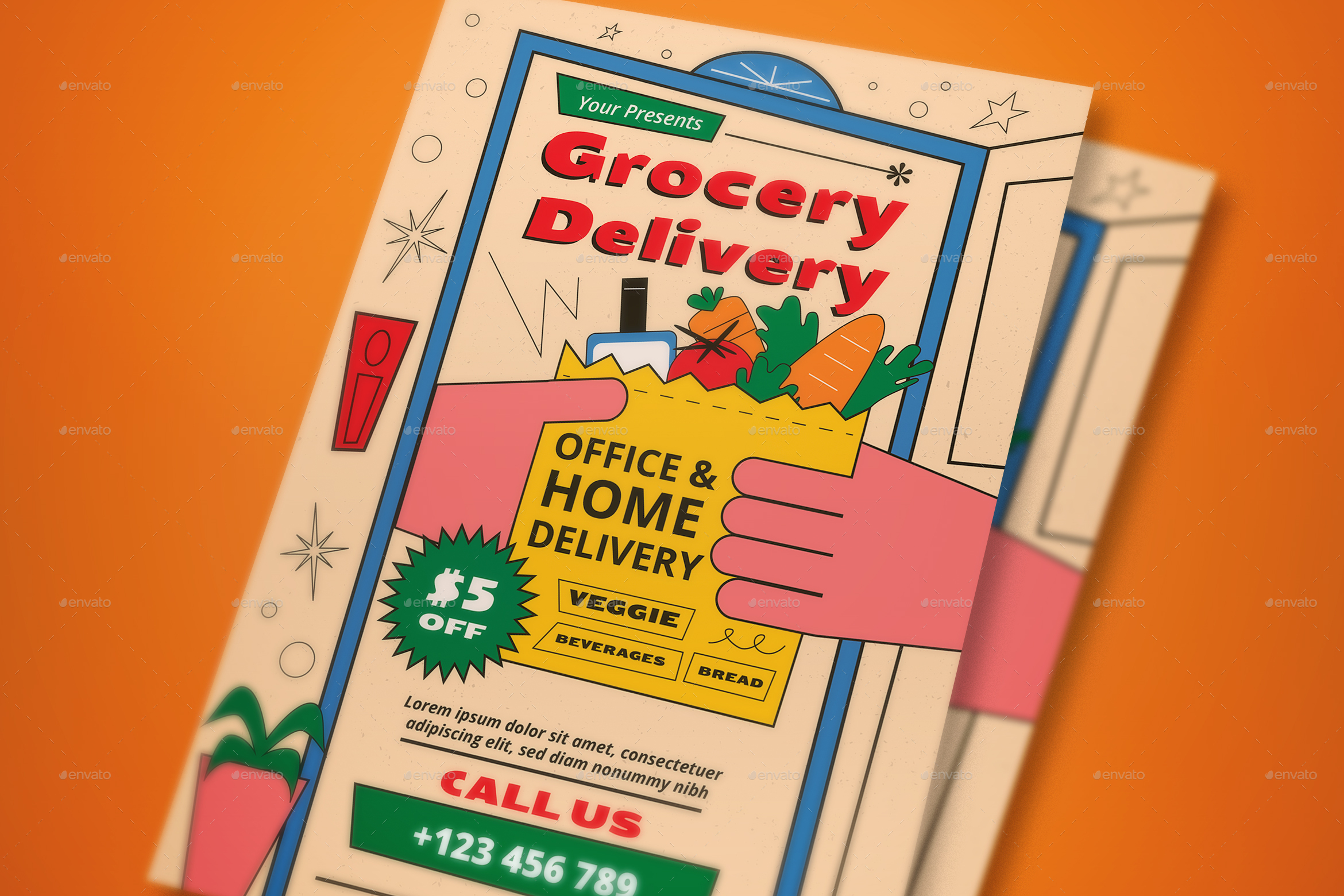 Simple Grocery Delivery Flyer Set, Print Templates | GraphicRiver