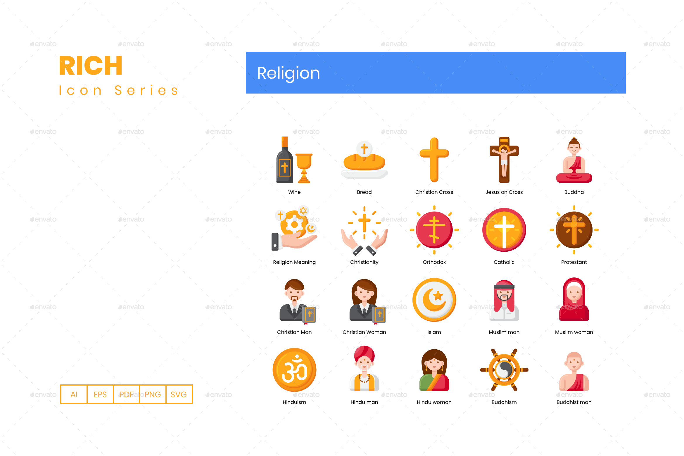 90 Religion Icons | Rich Series, Icons | GraphicRiver