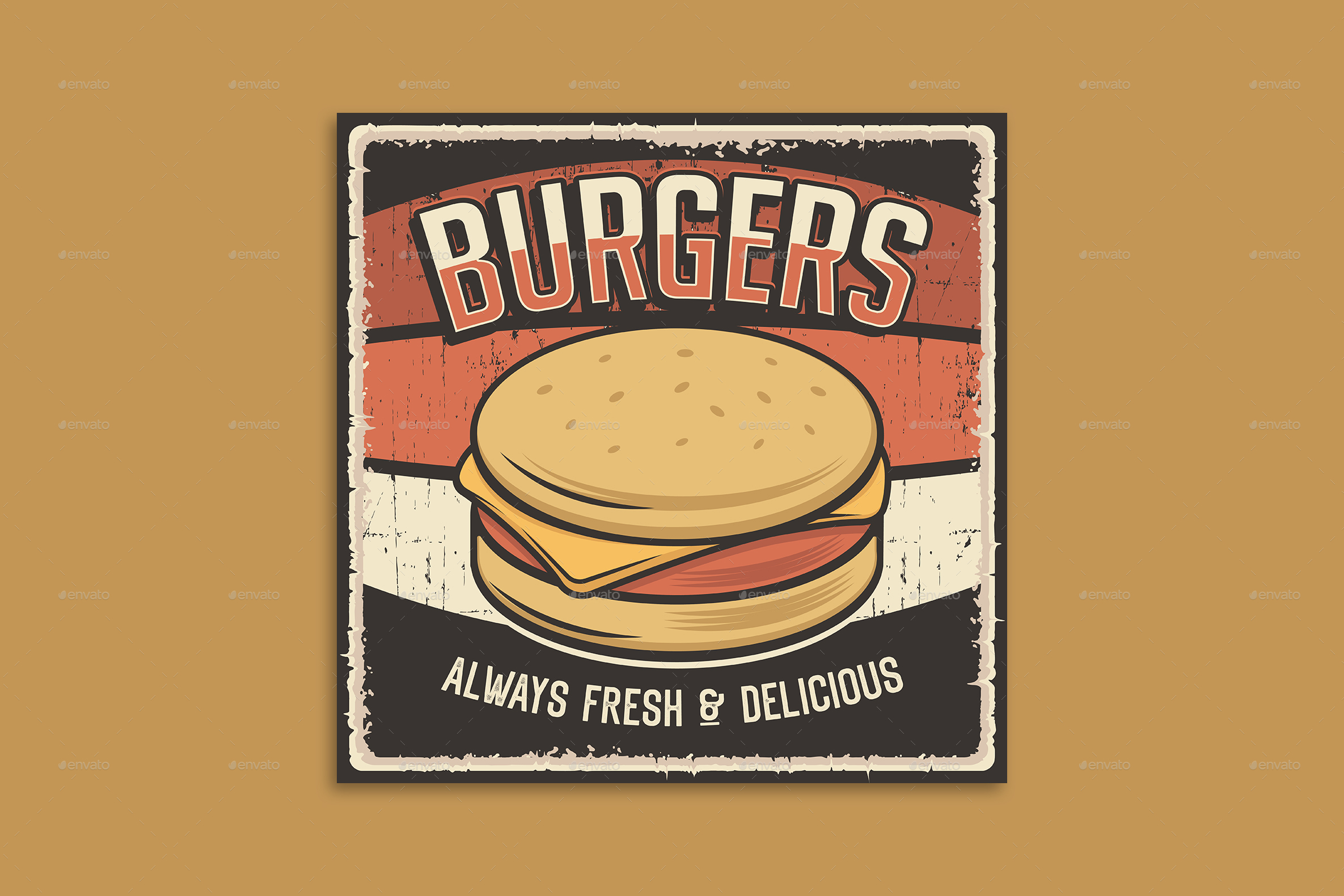 Retro Rustic Burger Poster, Vectors | GraphicRiver