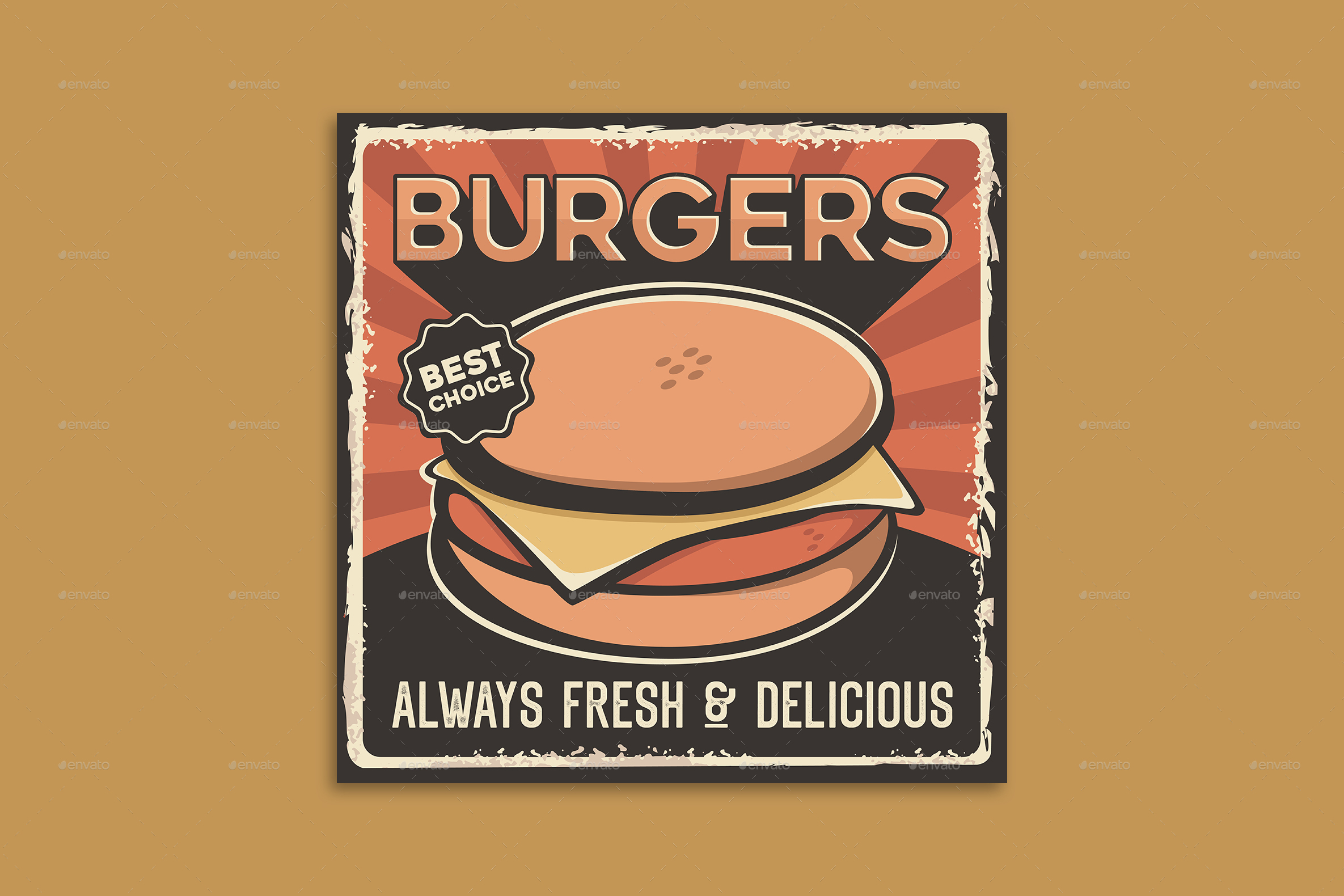 Retro Rustic Burger Poster, Vectors | GraphicRiver