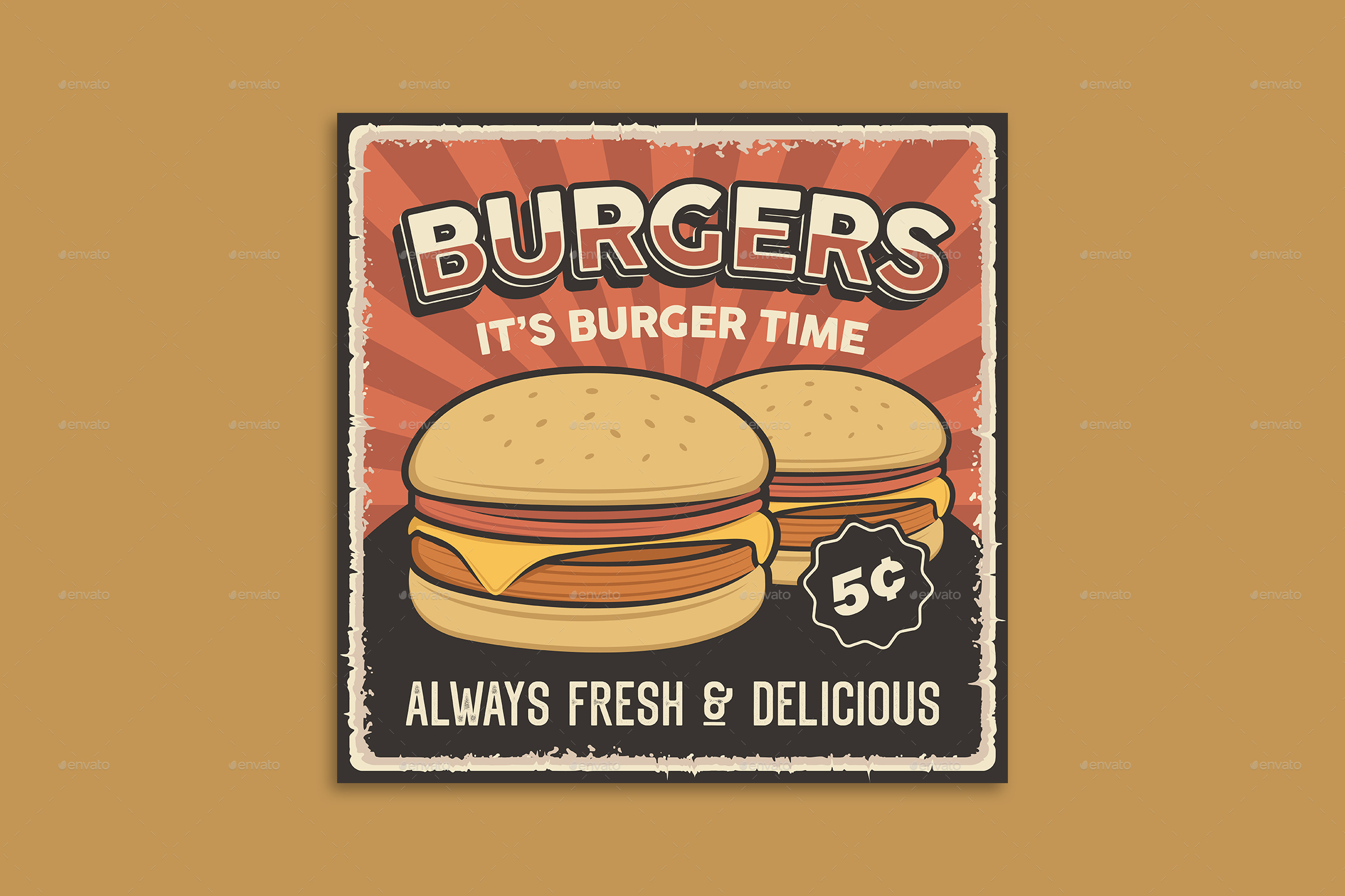 Retro Rustic Burger Poster, Vectors | GraphicRiver