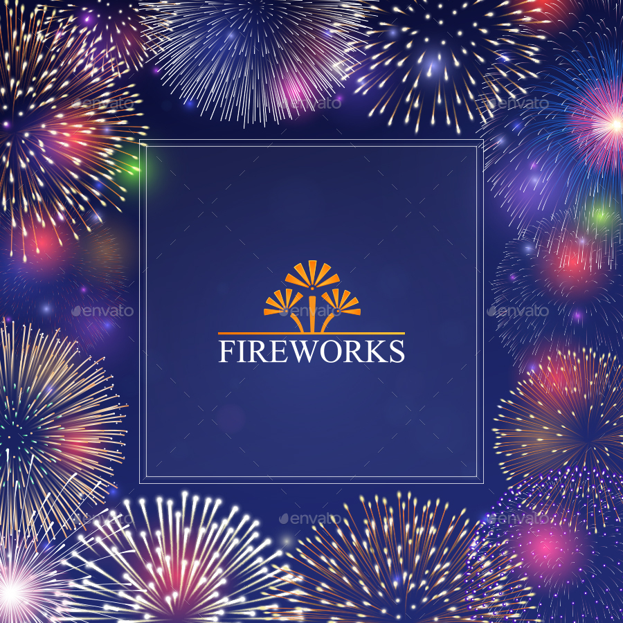 Festive Banner with Fireworks, Vectors | GraphicRiver