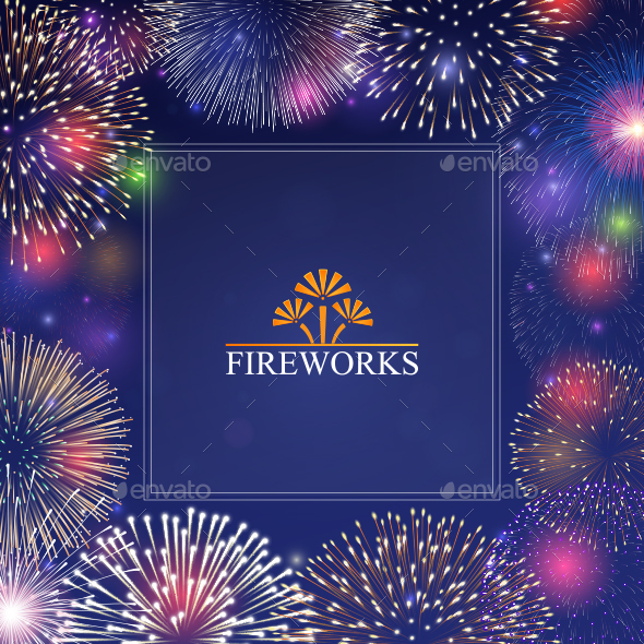 Festive Banner with Fireworks, Vectors | GraphicRiver