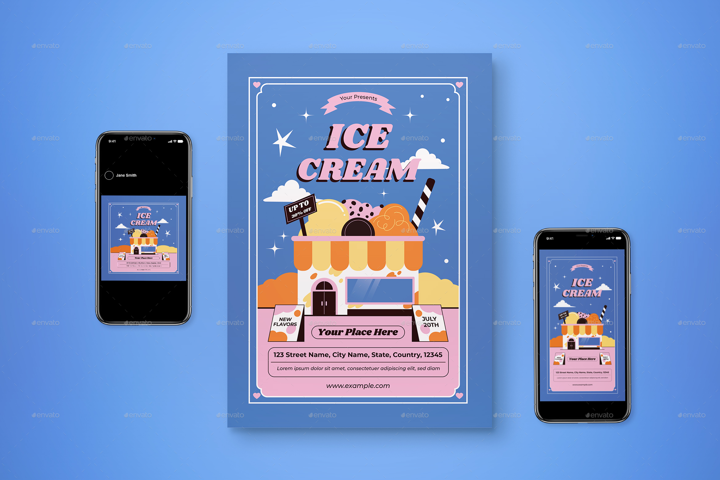 Ice Cream Promo Flyer Set, Print Templates | GraphicRiver