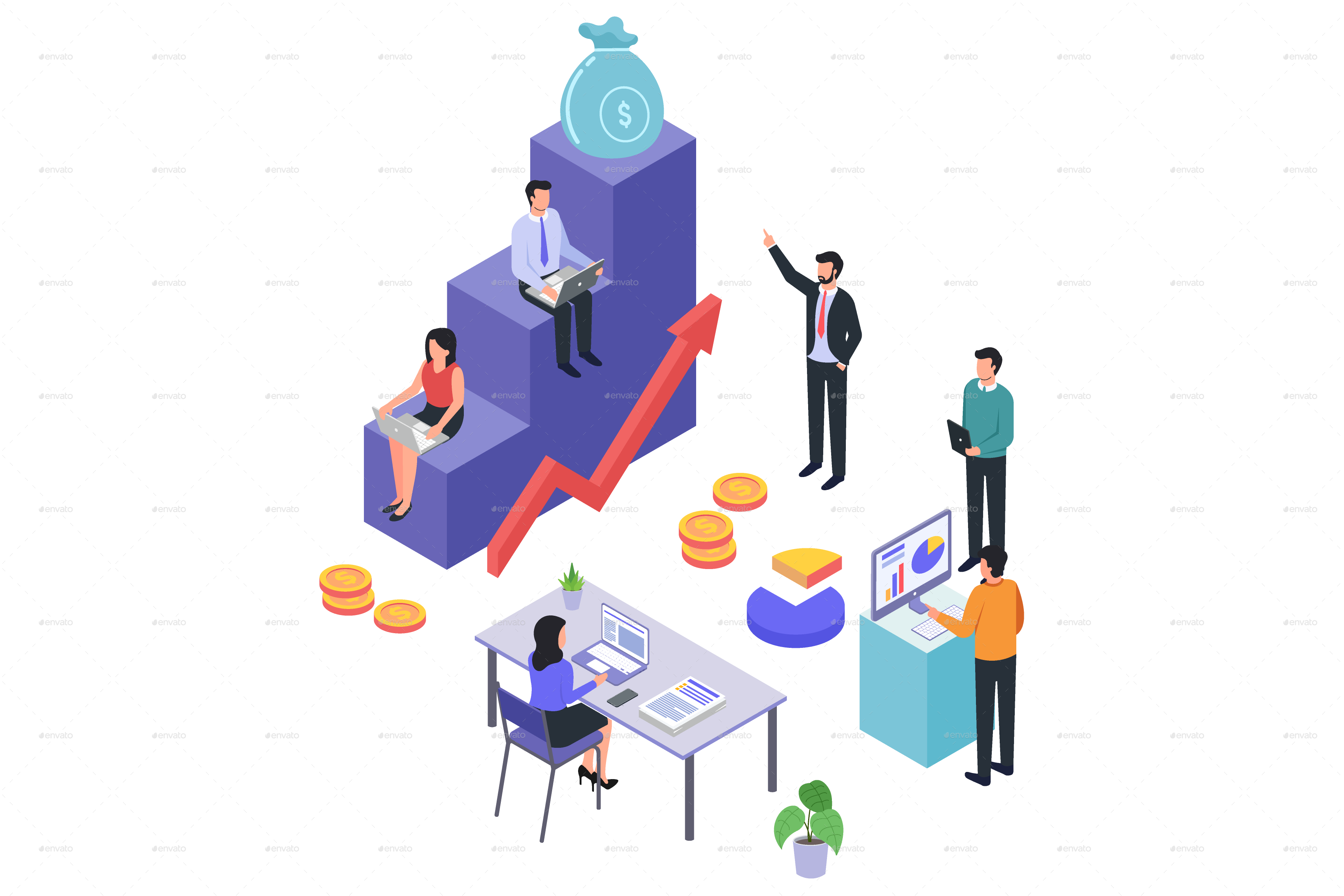 work and office illustration, Graphics | GraphicRiver