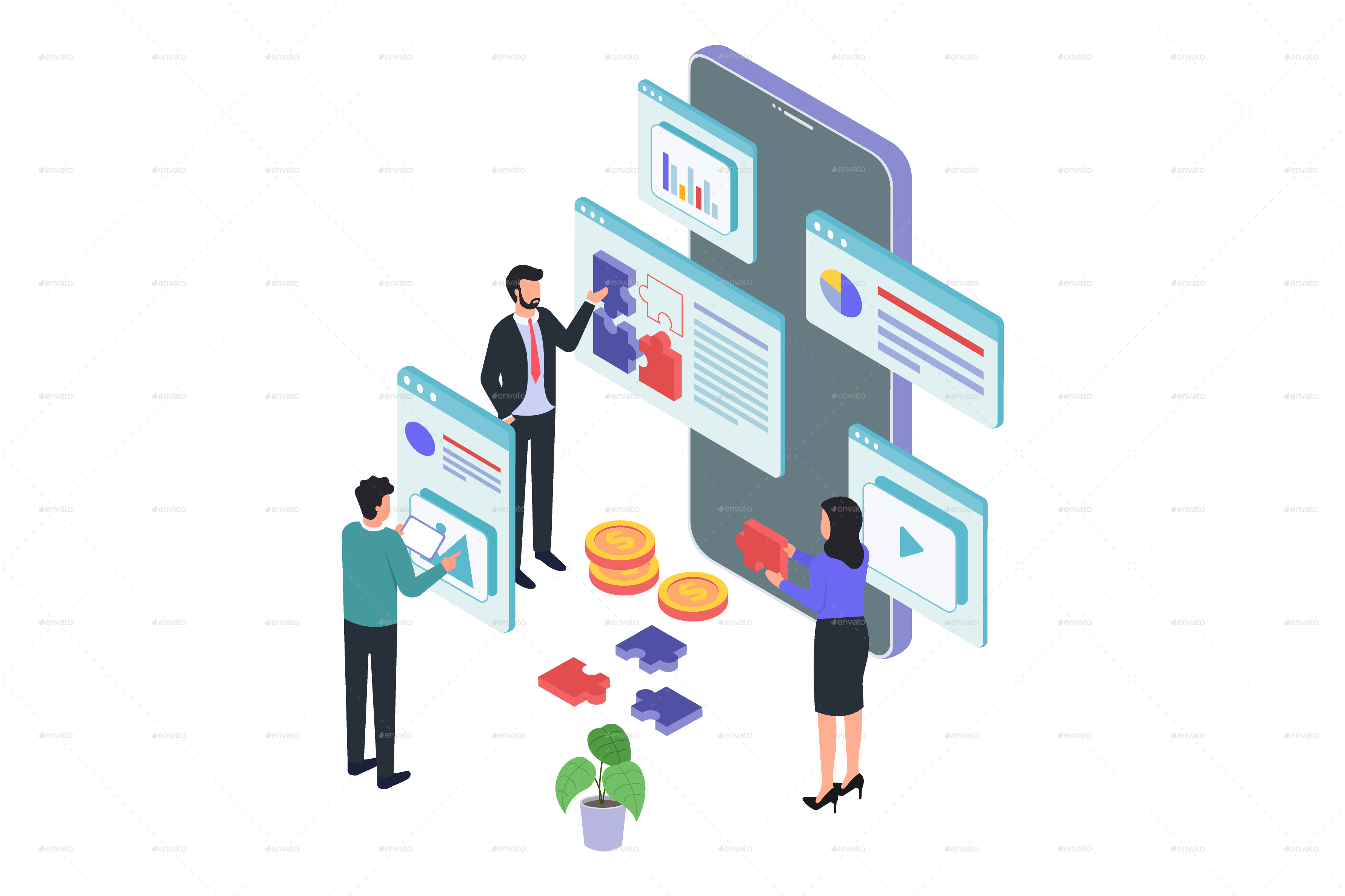 work and office illustration, Graphics | GraphicRiver