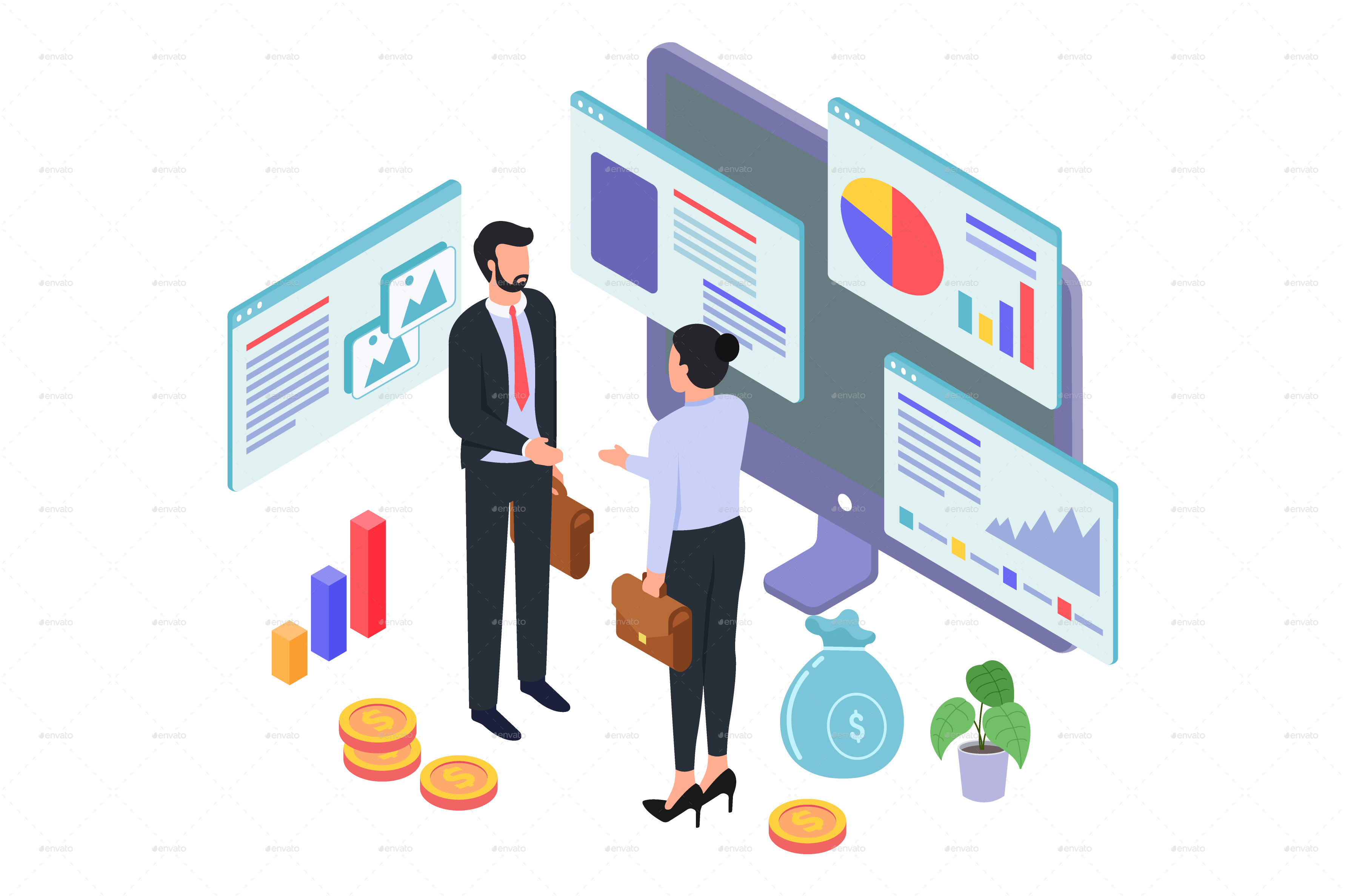 work and office illustration, Graphics | GraphicRiver