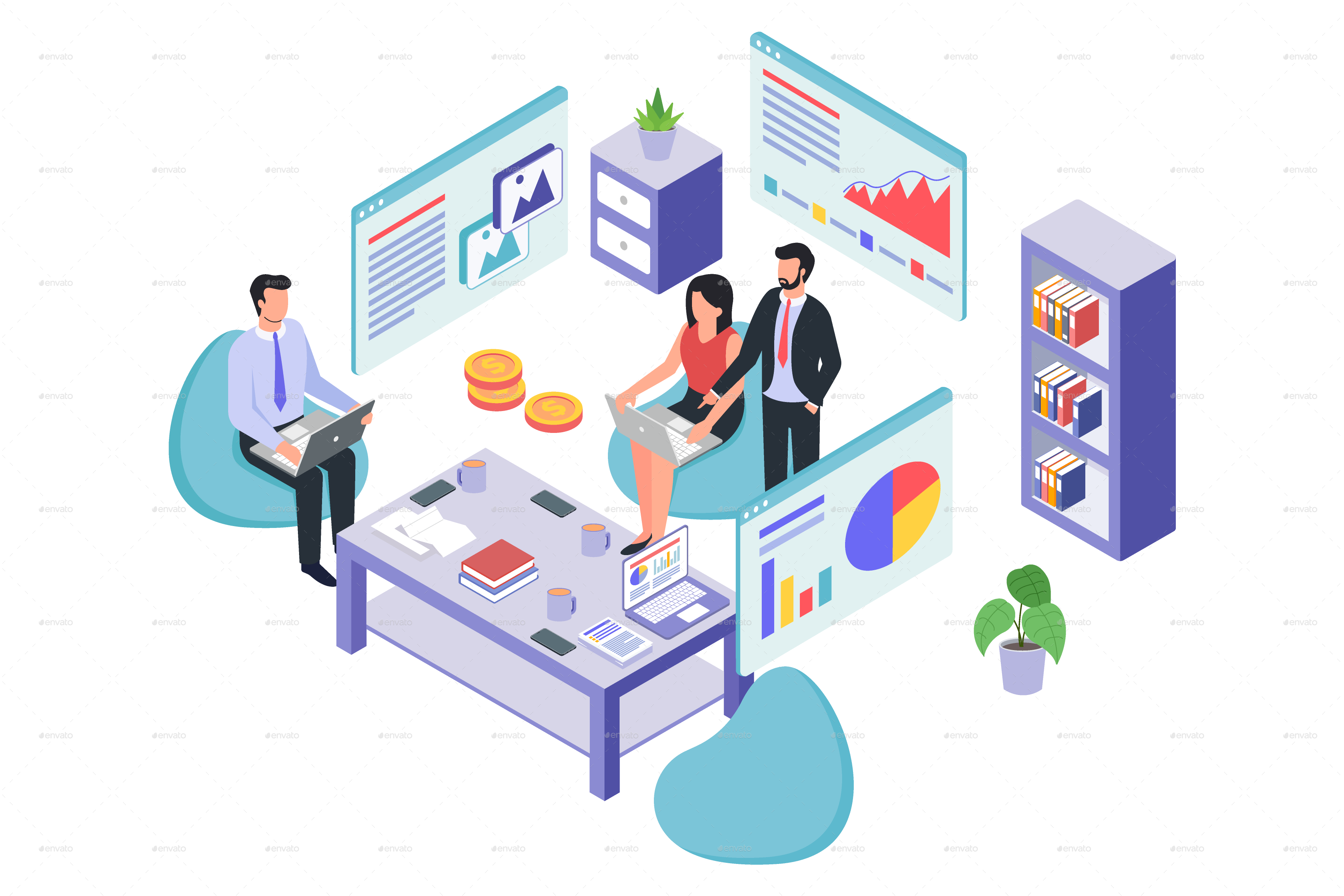 work and office illustration, Graphics | GraphicRiver