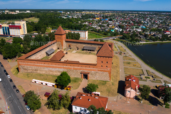 Bird's-eye view of the medieval Lida castle in Lida. Belarus. Castles ...