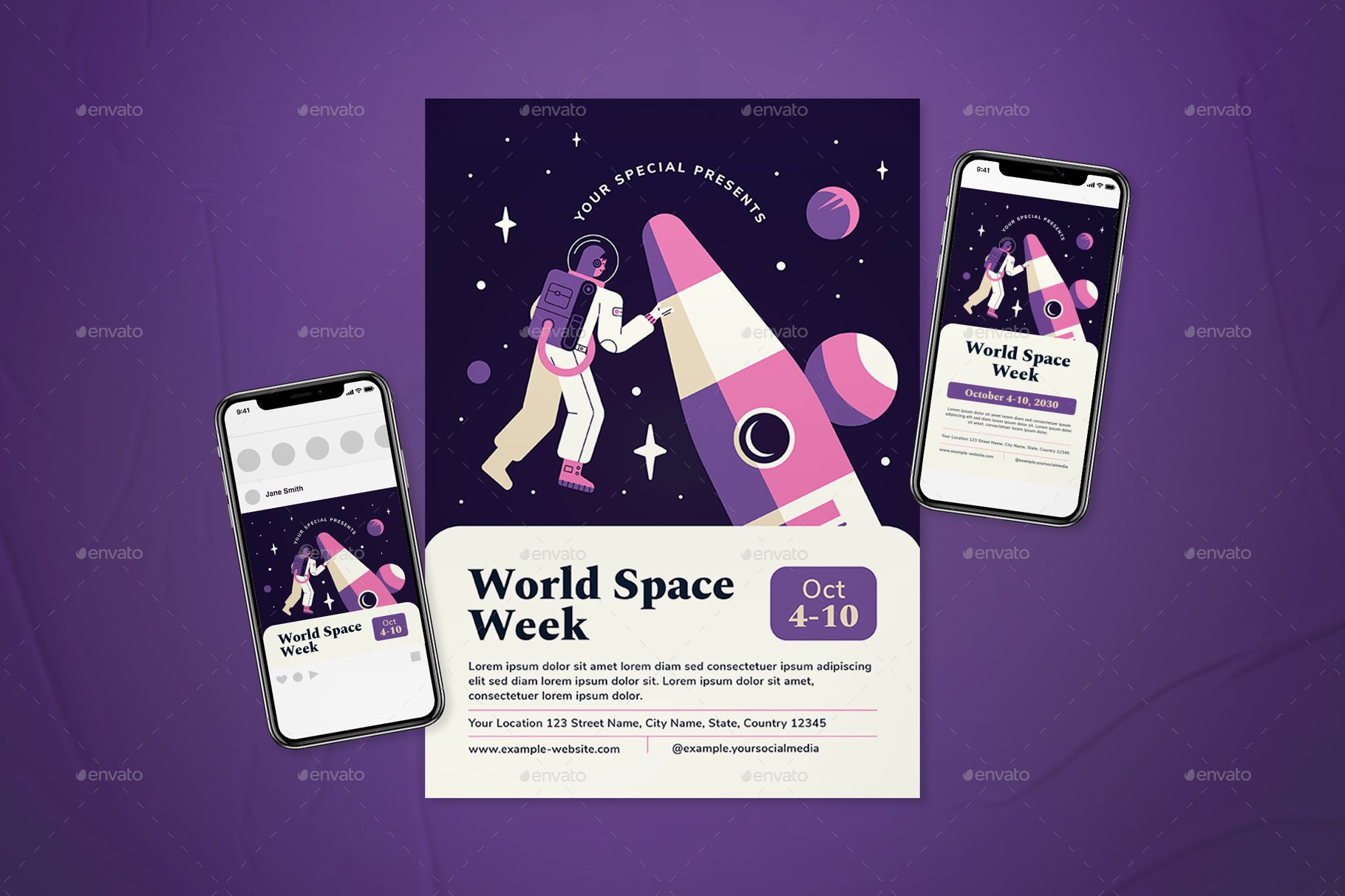World Space Week Flyer Set, Print Templates | GraphicRiver