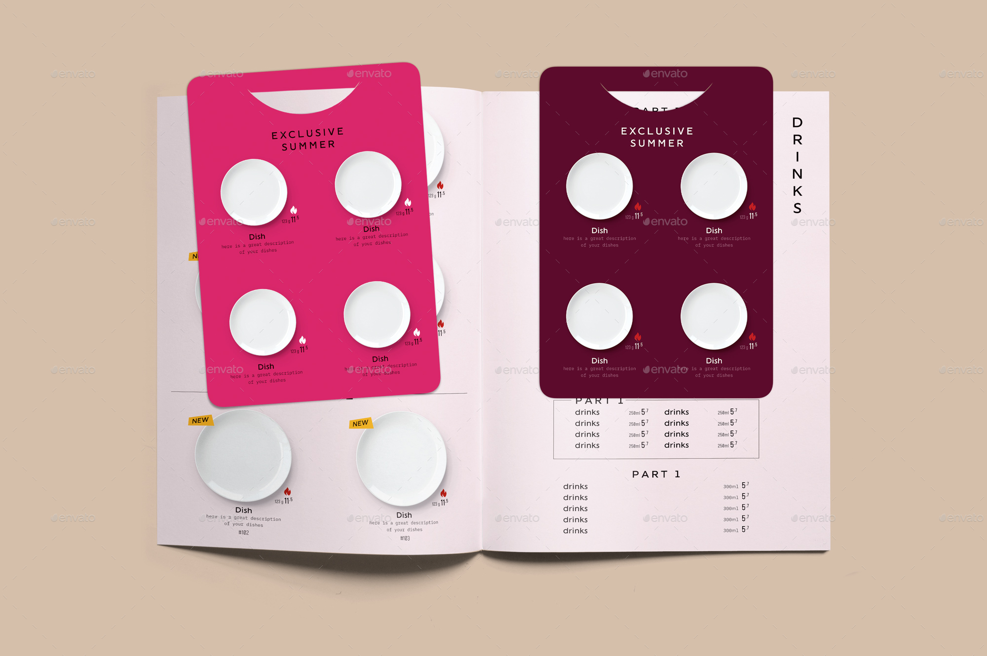 Restaurant Menu Brochure A4 and Flyer A5 Template, Print Templates