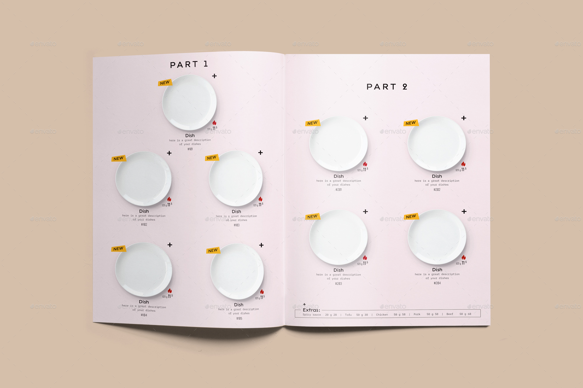 Restaurant Menu Brochure A4 and Flyer A5 Template, Print Templates