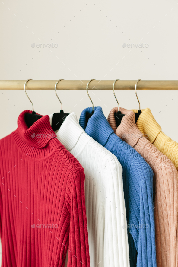 Rack with stylish women's clothes. Interior design Stock Photo by ...