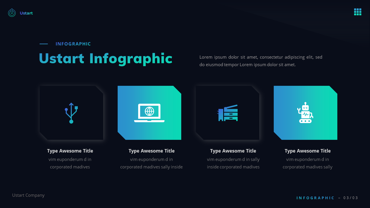 Ustart - Start-Up Presentation PowerPoint Template, Presentation Templates