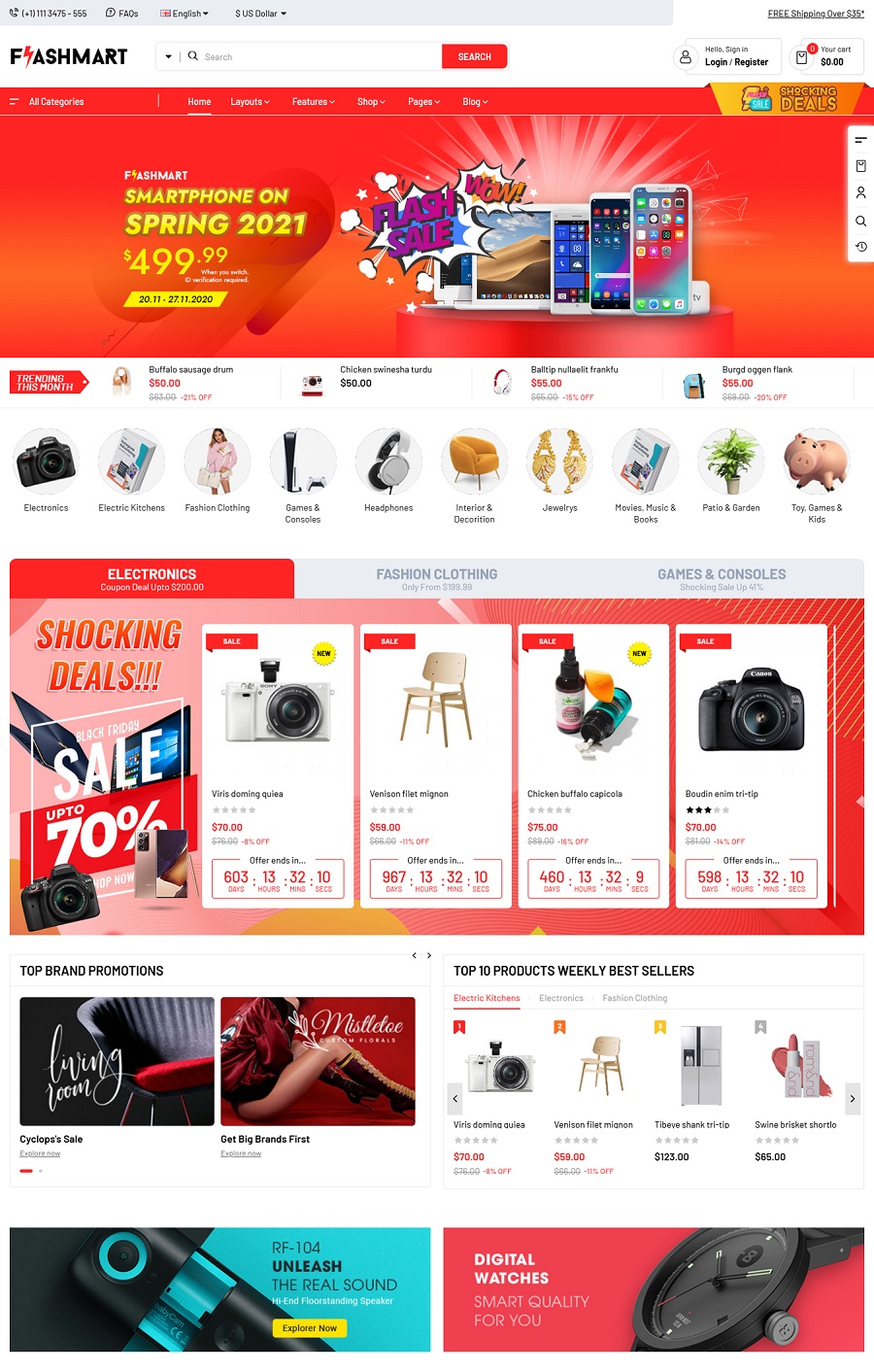 FlashMart - Multipurpose Supermarket OpenCart 3 Theme by magentech