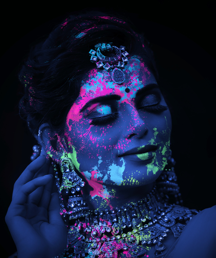 Black Light Colorful Liquid Neon Splatter Action for Portraits, Add-ons