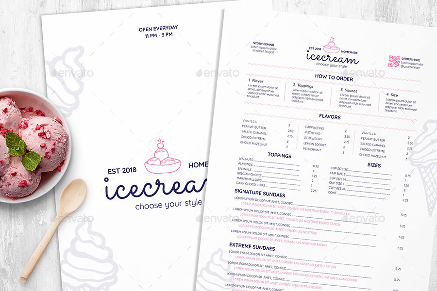 Ice Cream Dessert Shop Menu Print Templates Graphicriver