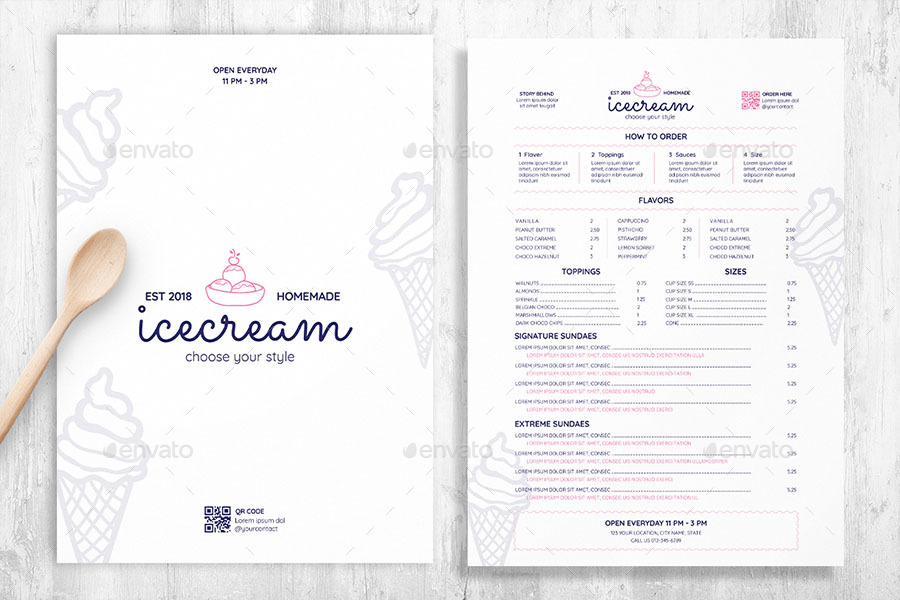 Ice Cream Dessert Shop Menu, Print Templates | GraphicRiver