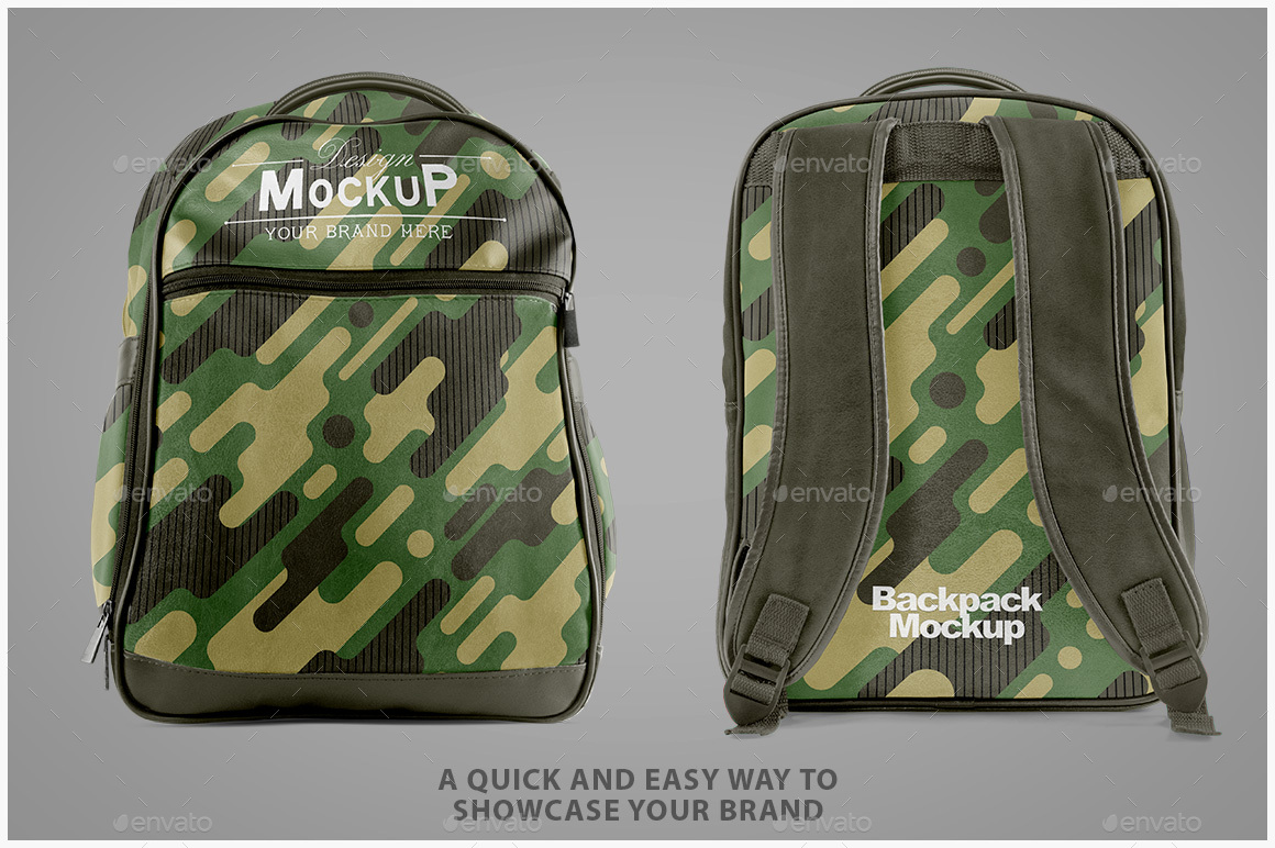 Backpack Mockup - Front and Back View, Graphics | GraphicRiver