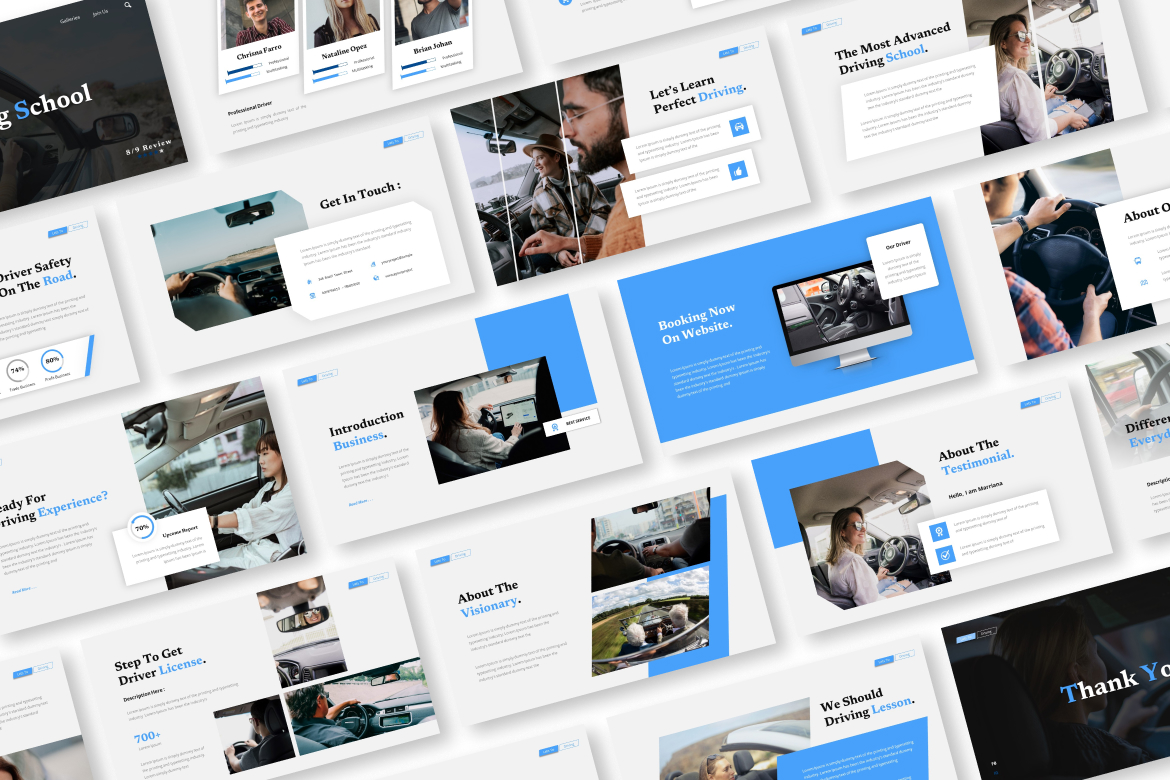 Driving School Powerpoint Presentation Template, Presentation Templates