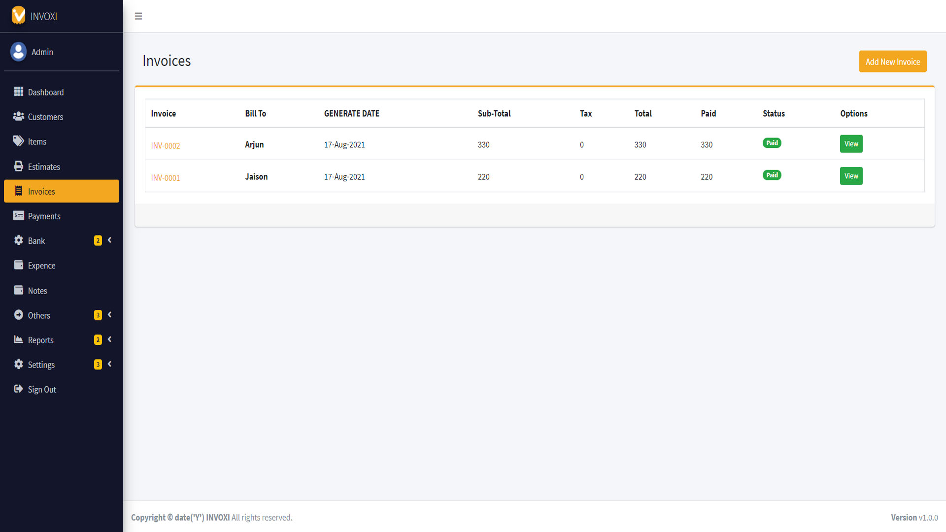 Invoxi Laravel Invoice And Expense Management System By Tellizo Codecanyon