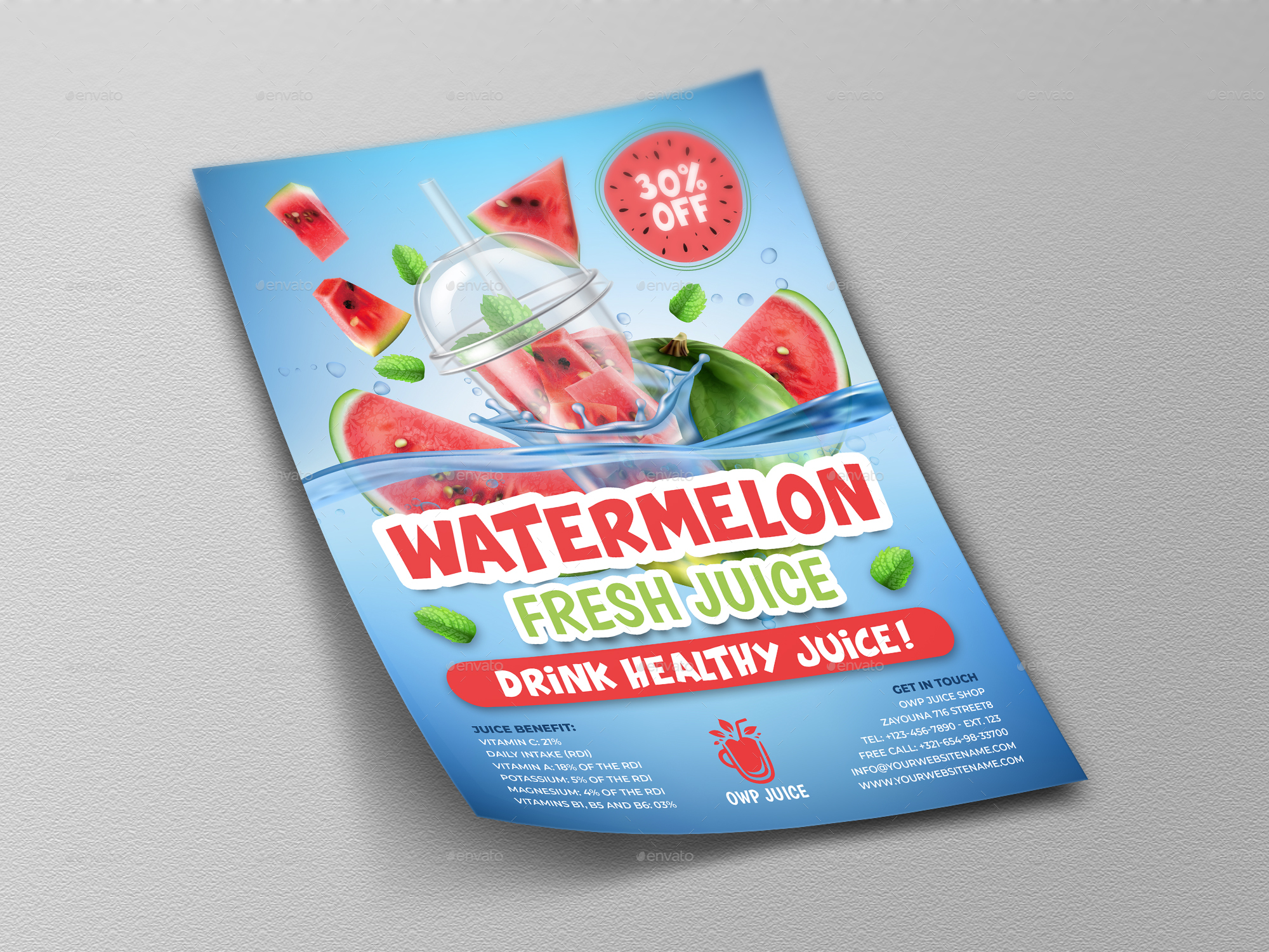 Watermelon Juice Flyer Template, Print Templates | GraphicRiver