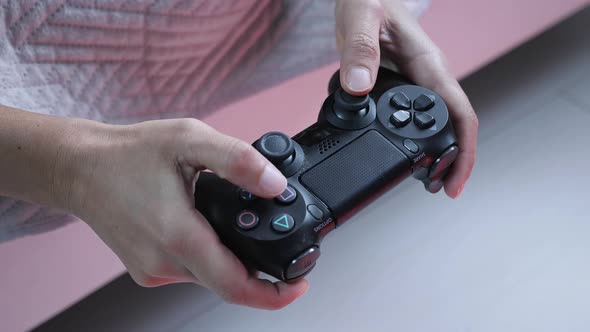 Joystick. Controller. Pressing buttons on game console, Stock Footage