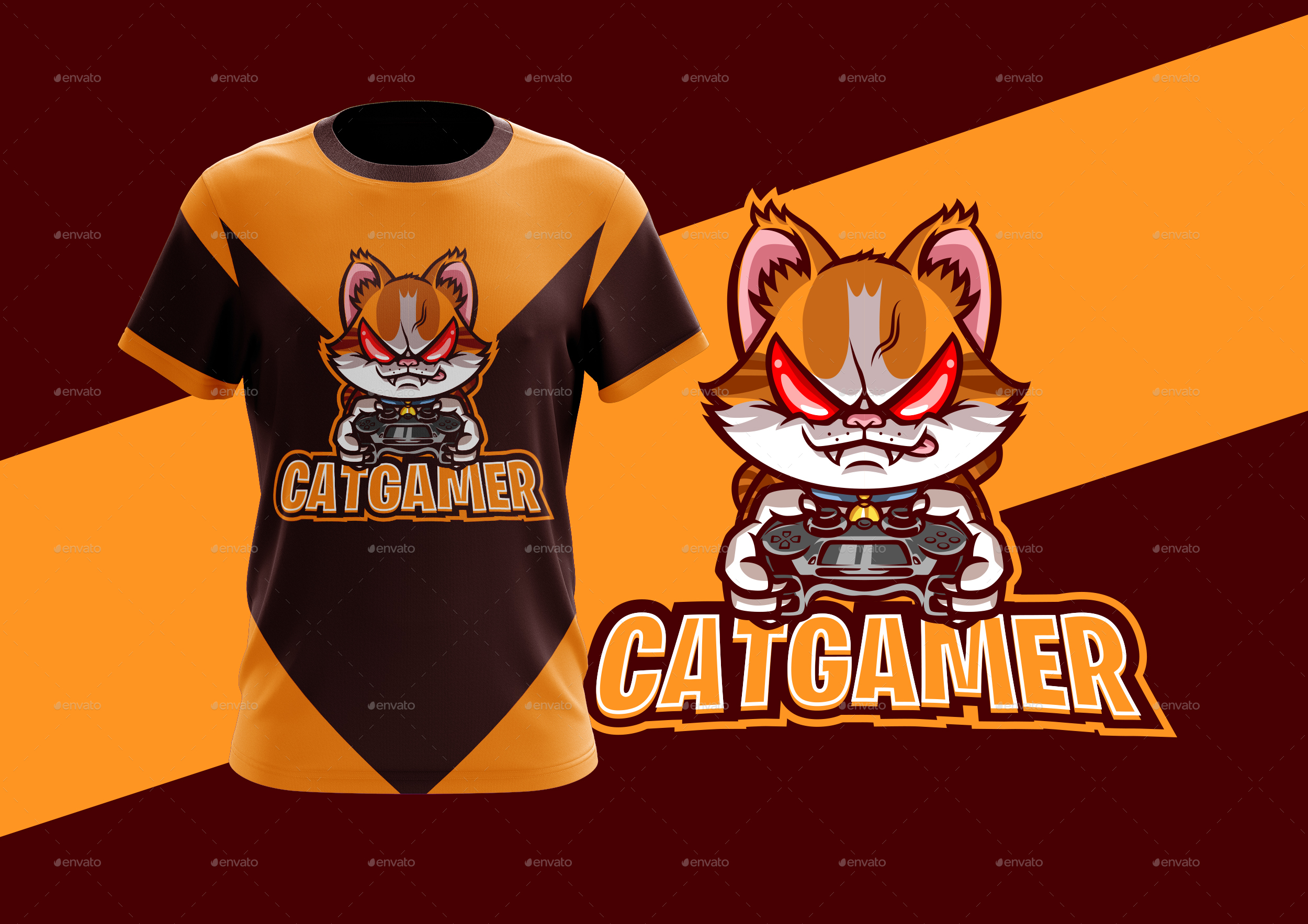 Cat Gamer Mascot Logo Illustration, Logo Templates | GraphicRiver
